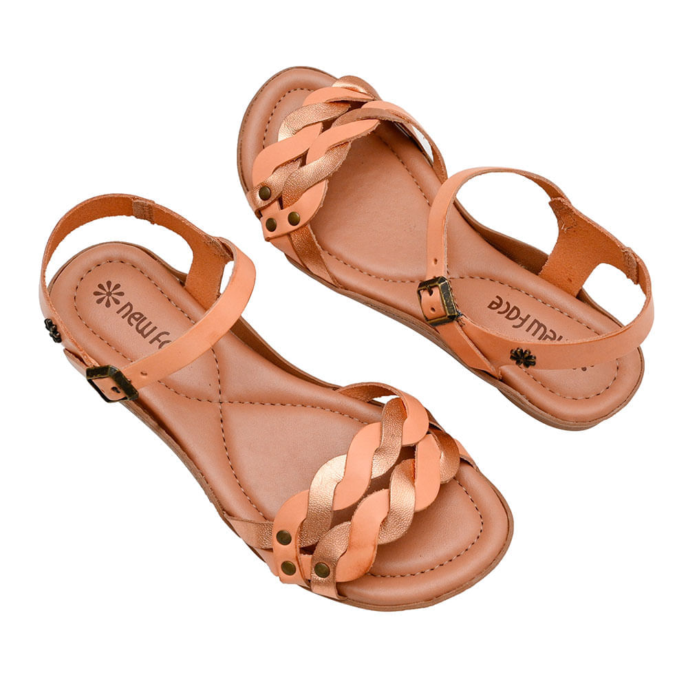 Sandália Flats New Face Pêssego Feminina| Oscar