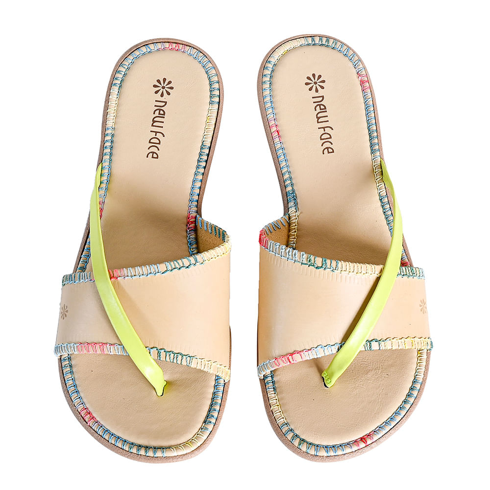 Chinelo de Dedo Limão/Ostra New Feminina| Oscar