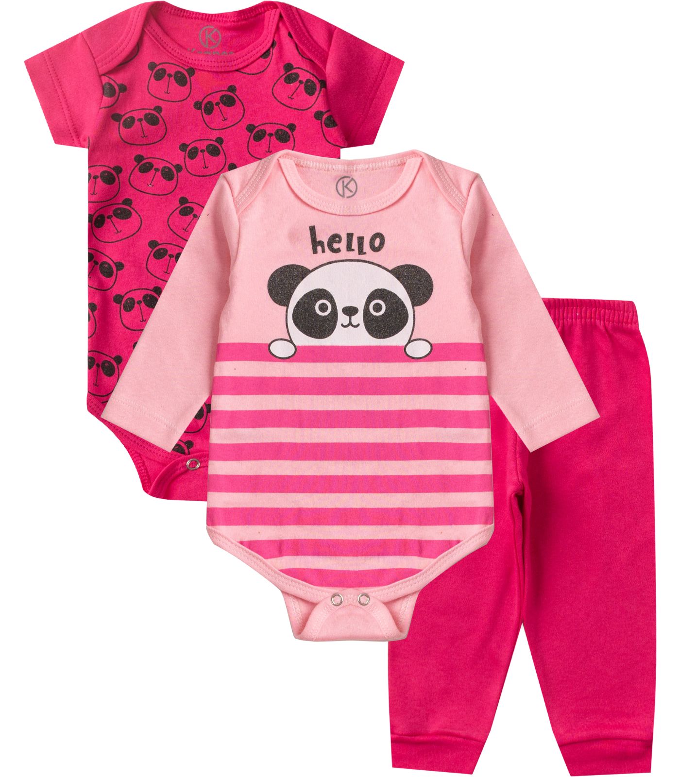 Kit Body Infantil 3 Peças Kappes Rosa| Oscar
